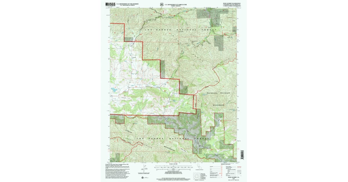 1995 Map of Pozo Summit, San Luis Obispo County, CA — High-Res | Pastmaps