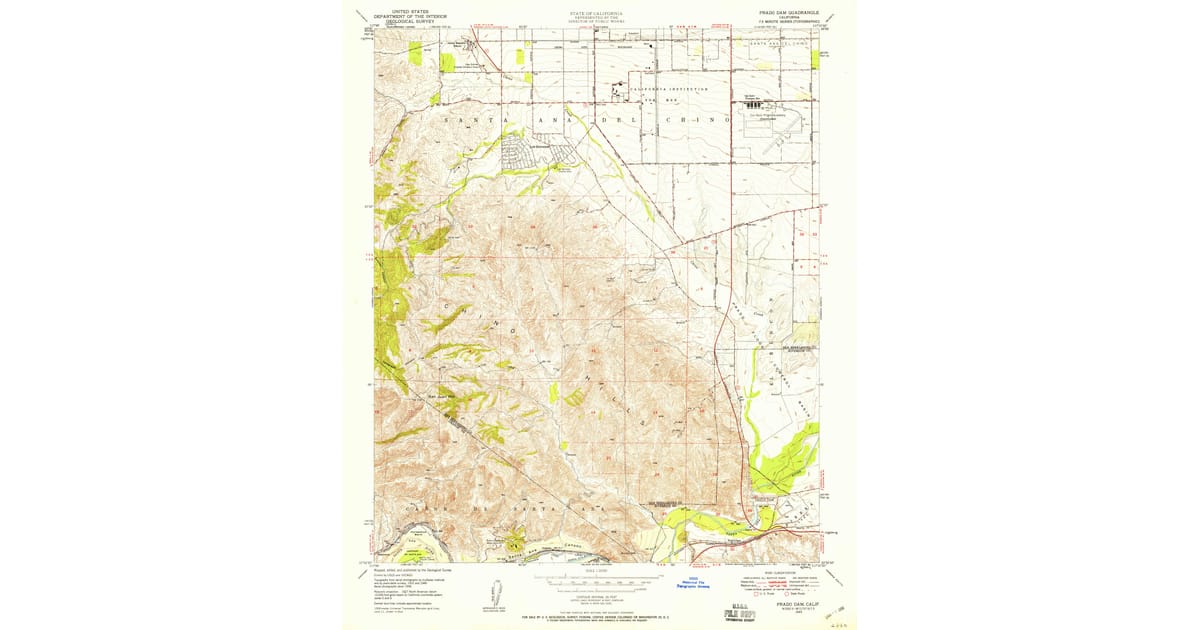 1949 Map of Prado Dam, San Bernardino County, CA — High-Res | Pastmaps