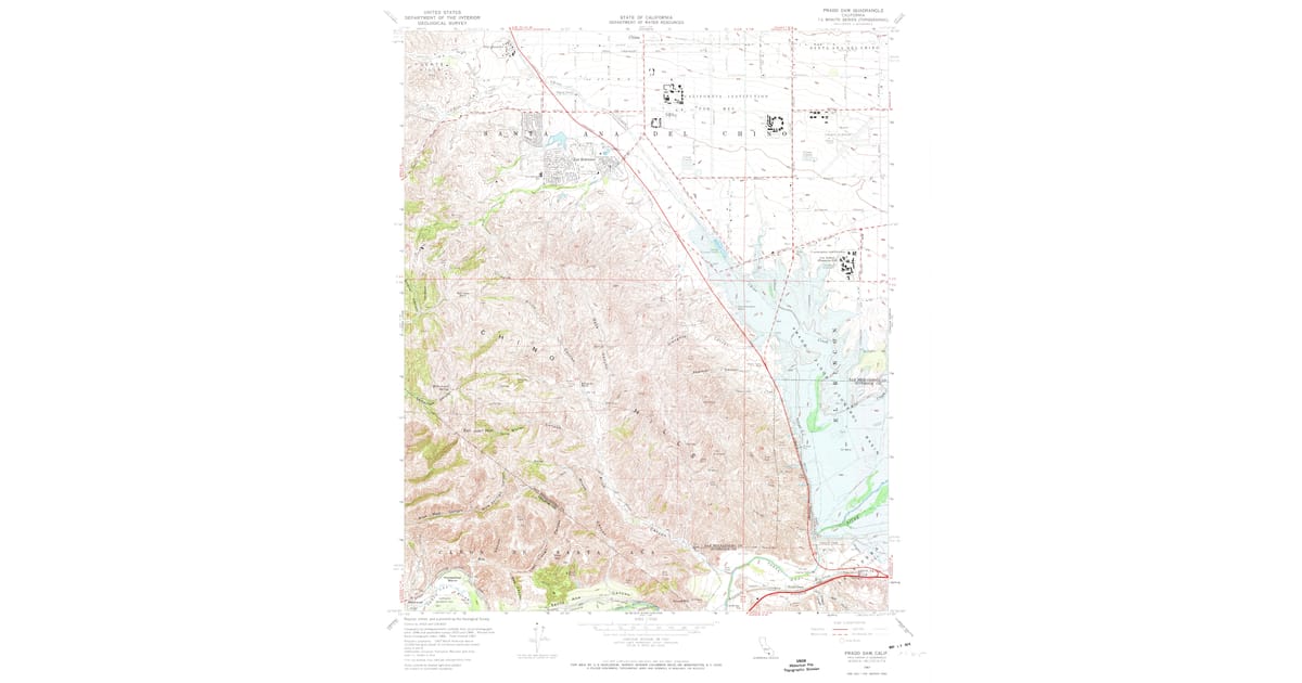 1967 Map of Prado Dam, San Bernardino County, CA — High-Res | Pastmaps