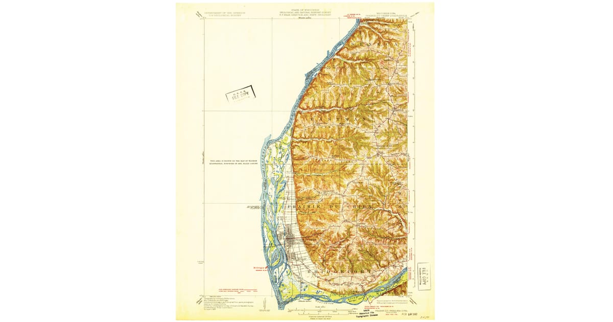 1932 Map of Prairie Du Chien, Crawford County, WI — High-Res, 1932 ...
