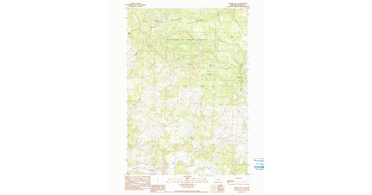1990 Map of Prairie Hill, Crook County, OR — High-Res | Pastmaps