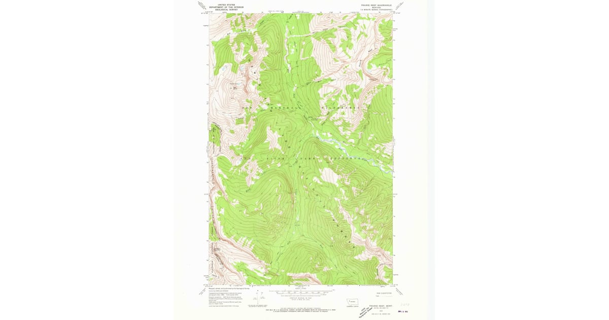 1970 Map of Prairie Reef, Lewis and Clark County, MT — High-Res | Pastmaps