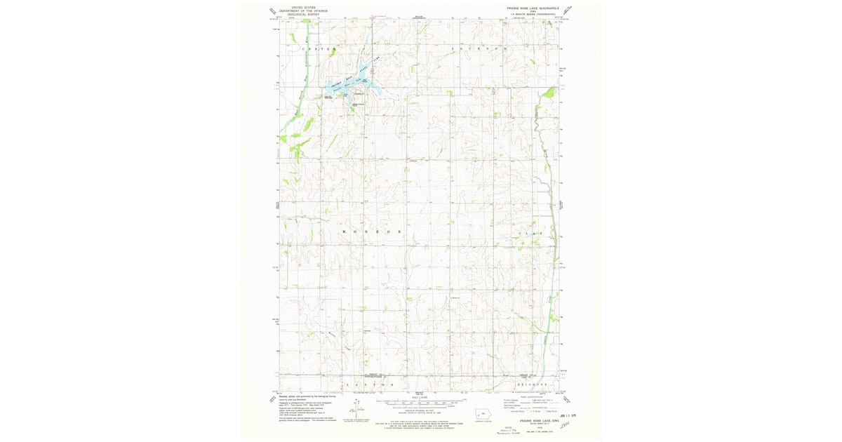 1978 Map of Prairie Rose Lake, Shelby County, IA — High-Res | Pastmaps