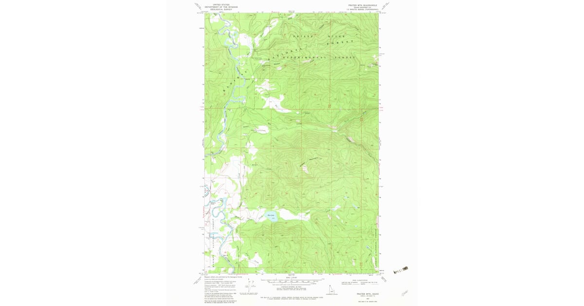 1967 Map of Prater Mtn, Bonner County, ID — High-Res, 1983 Print | Pastmaps