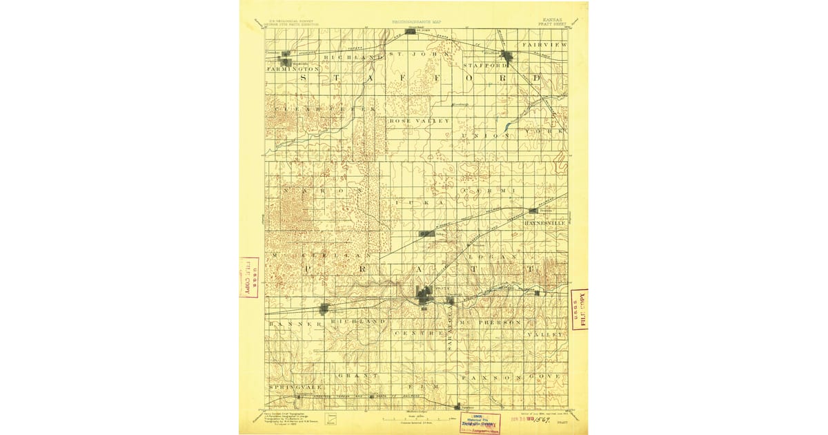 1894 Map of Pratt, KS — High-Res, 1913 Print | Pastmaps