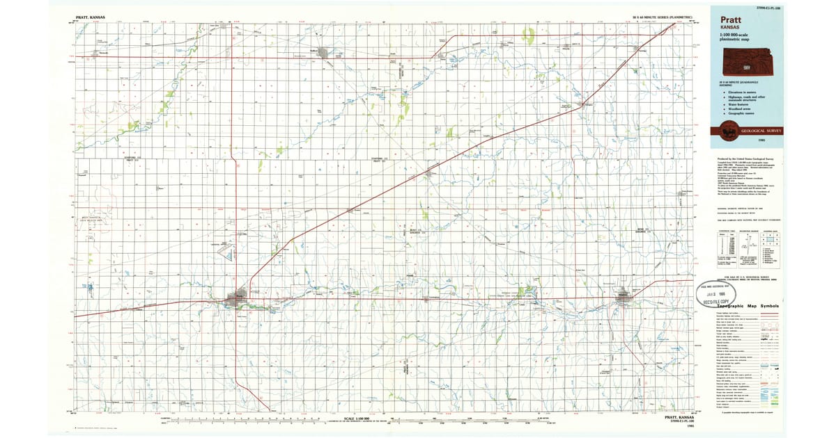 1980s Maps of Pratt County, KS | Pastmaps