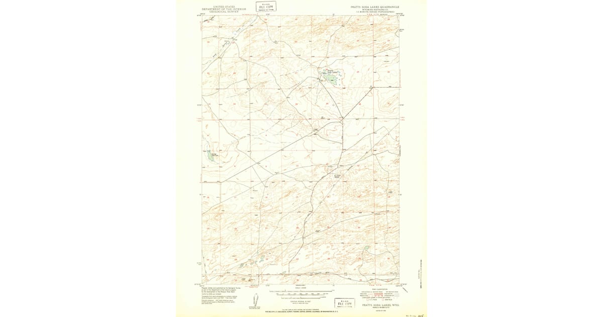 1950 Map of Pratts Soda Lakes, Natrona County, WY — High-Res | Pastmaps