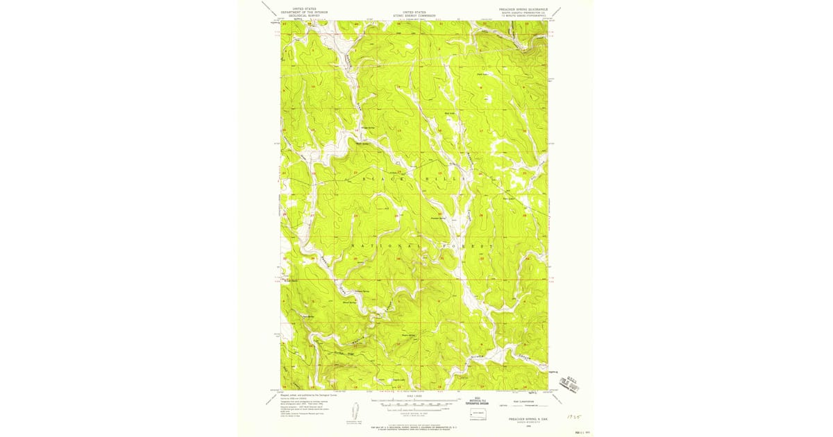 1956 Map of Preacher Spring, Pennington County, SD — High-Res | Pastmaps