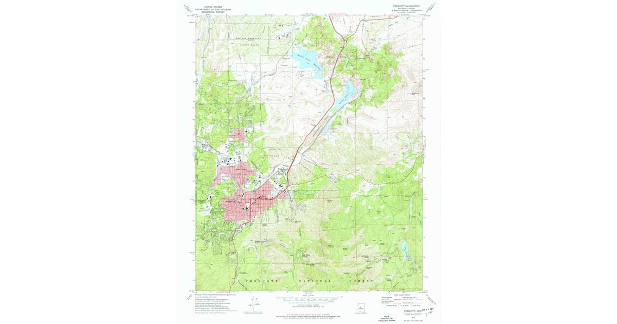 1973 Map of Prescott, AZ — High-Res, 1977 Print #2 | Pastmaps