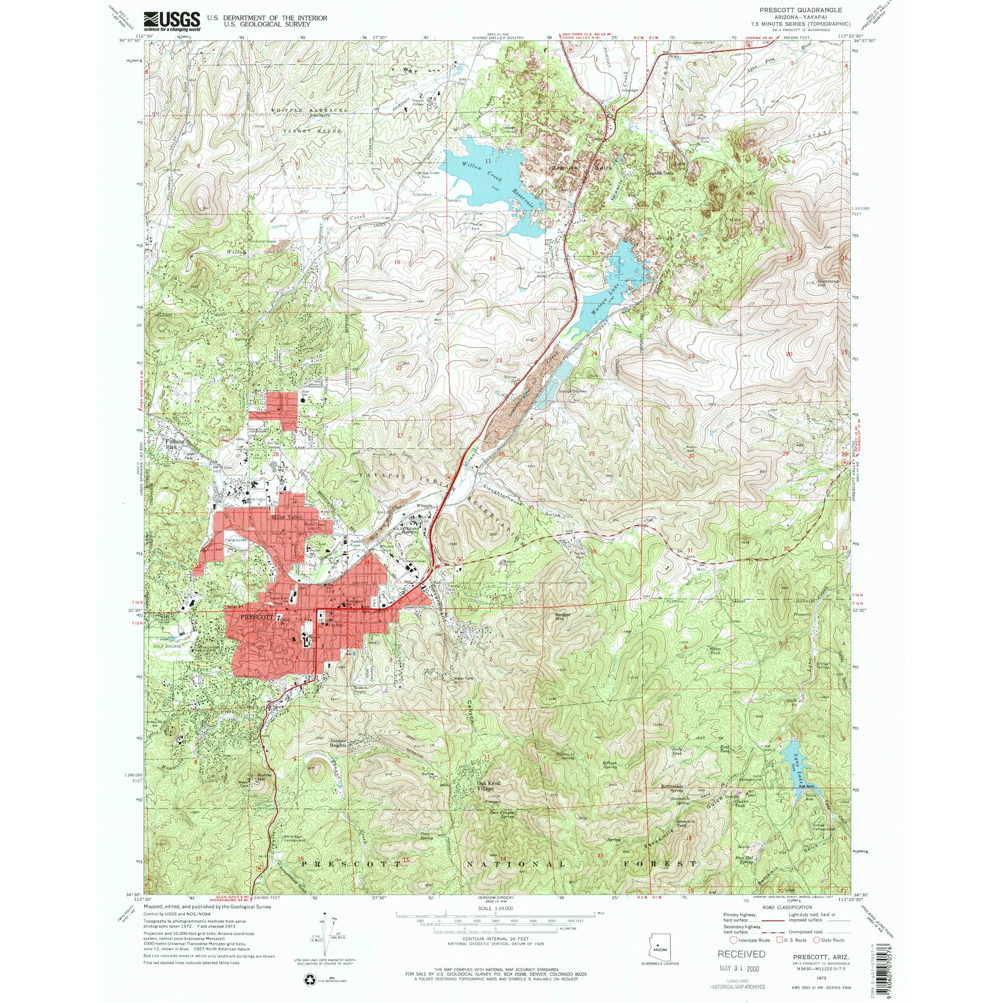 Pioneer Highway Road Map Of Prescott Arizona