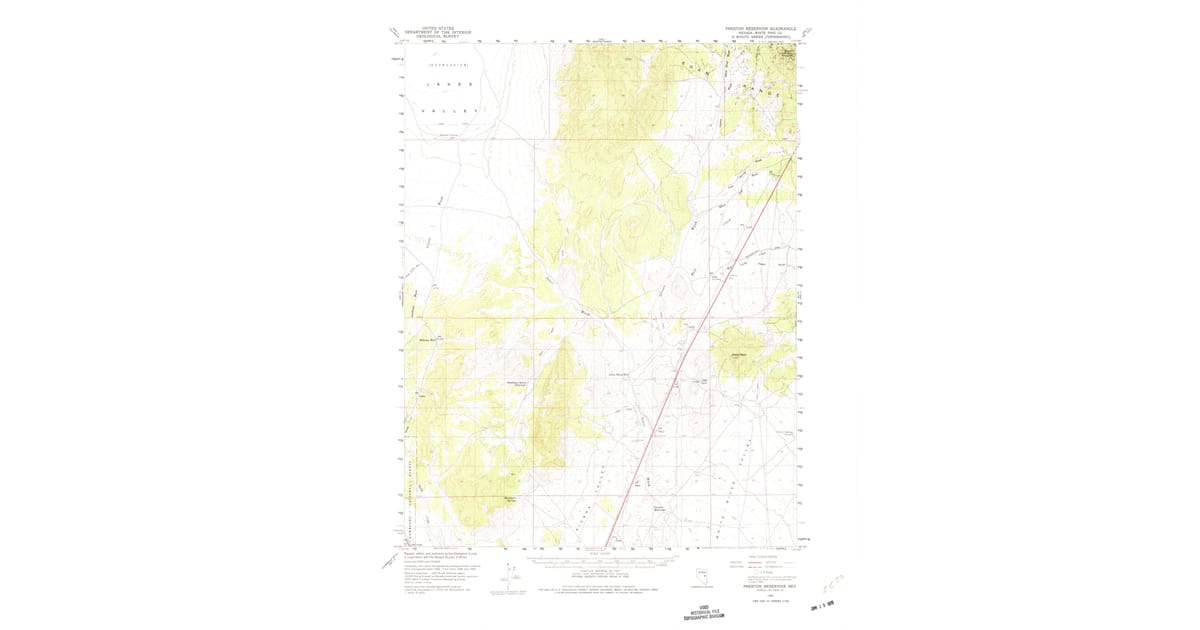 1959 Map of Preston Reservoir, White Pine County, NV — High-Res, 1975 ...