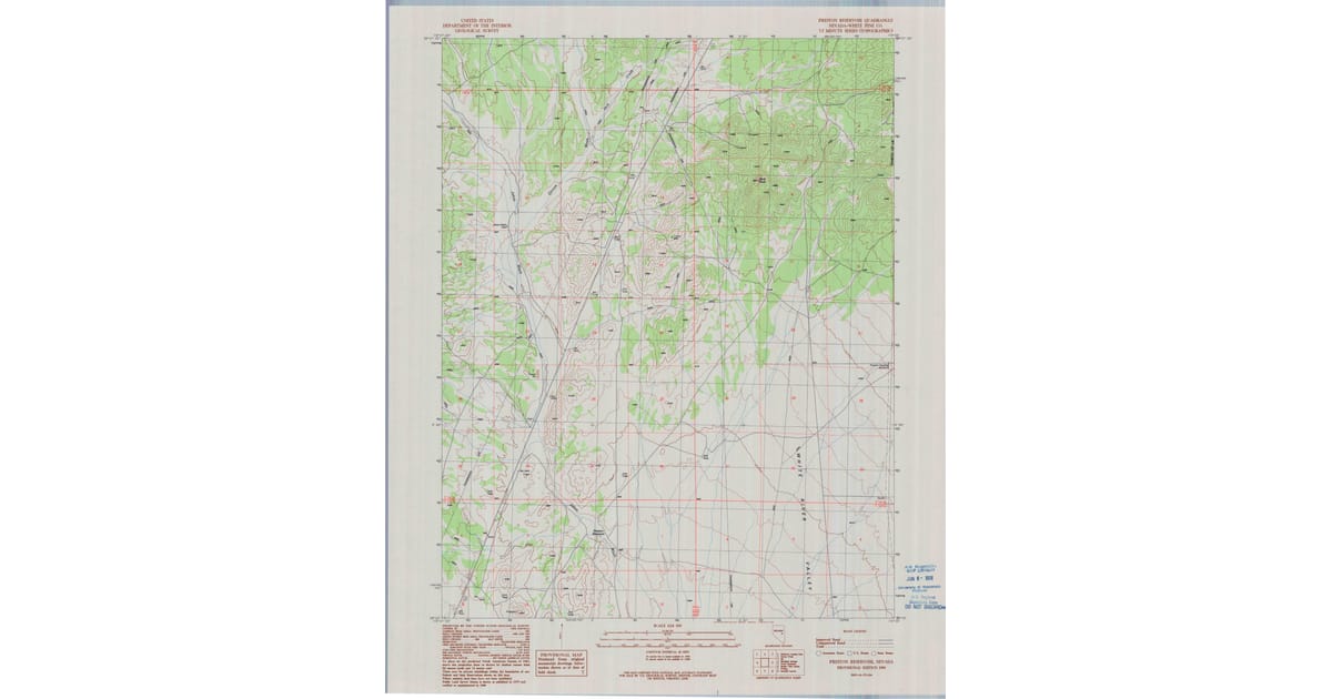 1990 Map of Preston Reservoir, White Pine County, NV — High-Res | Pastmaps