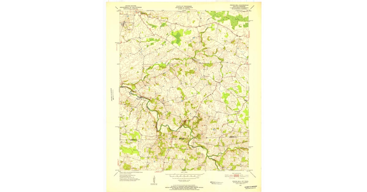 1951 Map of Prices Mill, Simpson County, KY — High-Res | Pastmaps