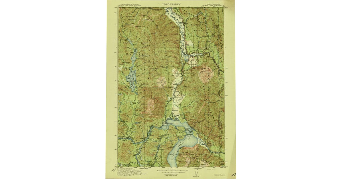 1913 Map of Priest Lake, Bonner County, ID — High-Res | Pastmaps