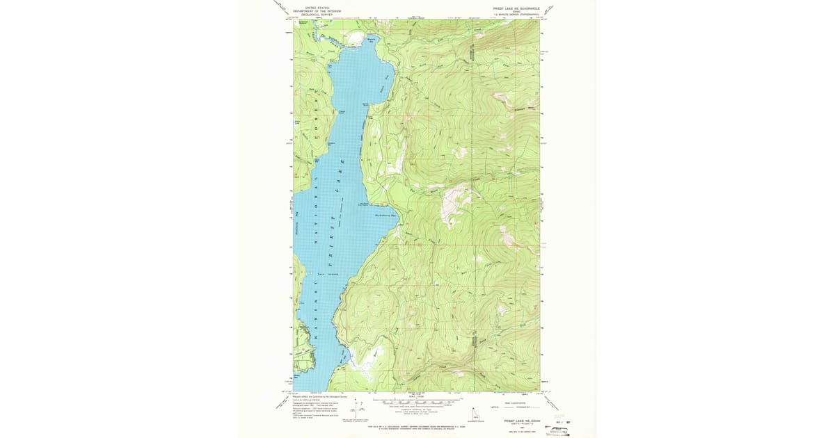 1967 Map of Priest Lake NE, Bonner County, ID — High-Res | Pastmaps