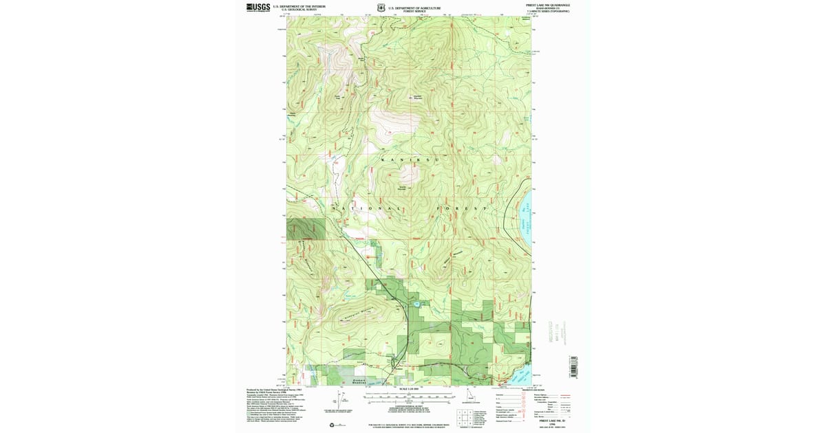 1996 Map of Priest Lake NW, Bonner County, ID — High-Res | Pastmaps