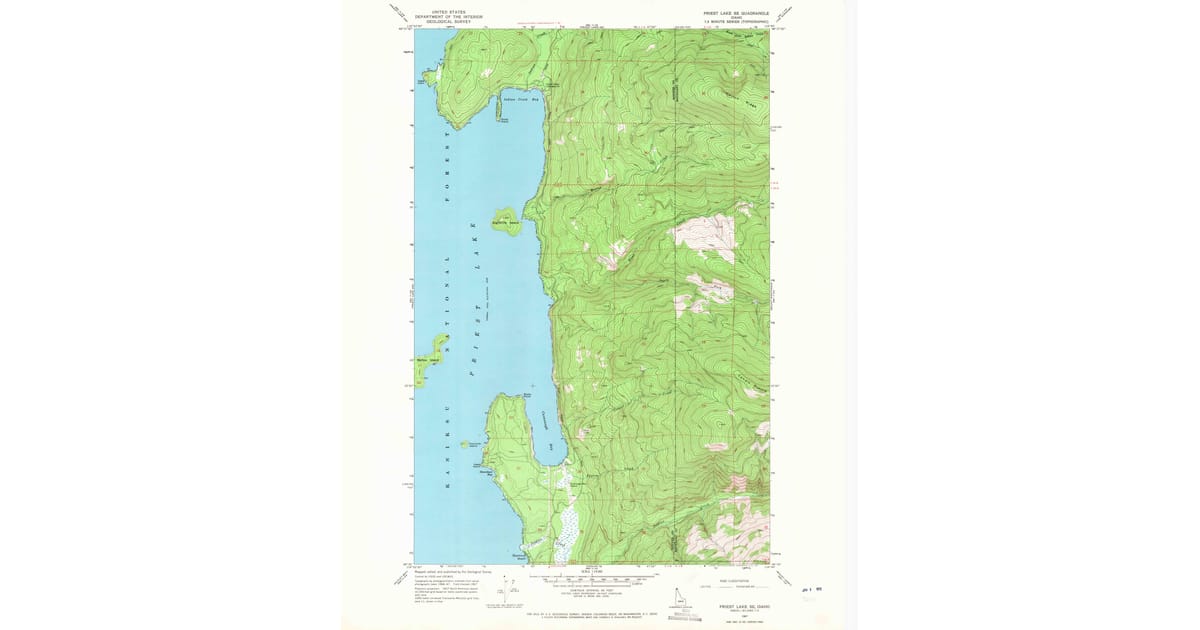 1967 Map of Priest Lake SE, Bonner County, ID — High-Res | Pastmaps