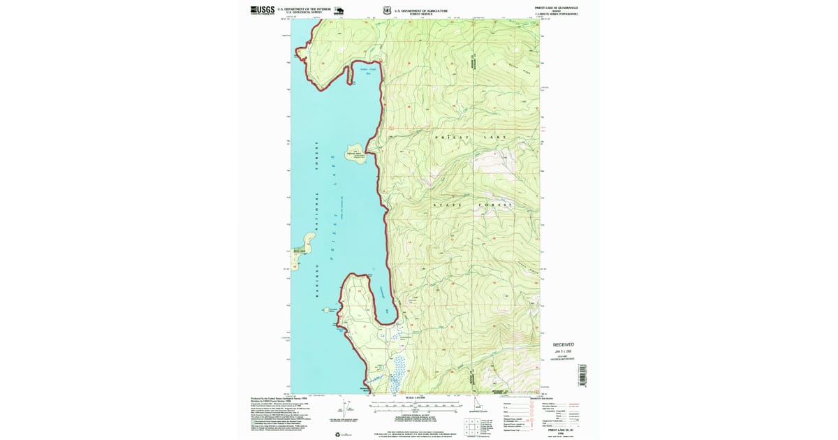 1996 Map of Priest Lake SE, Bonner County, ID — High-Res | Pastmaps
