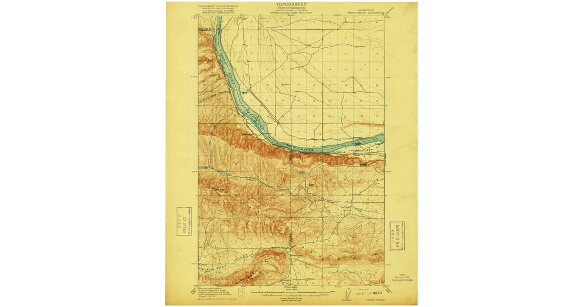 1917 Map of Priest Rapids, Grant County, WA — High-Res | Pastmaps