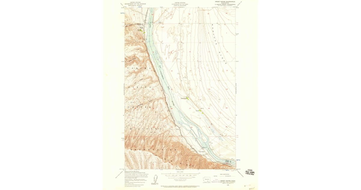 1948 Map of Priest Rapids, Grant County, WA — High-Res | Pastmaps