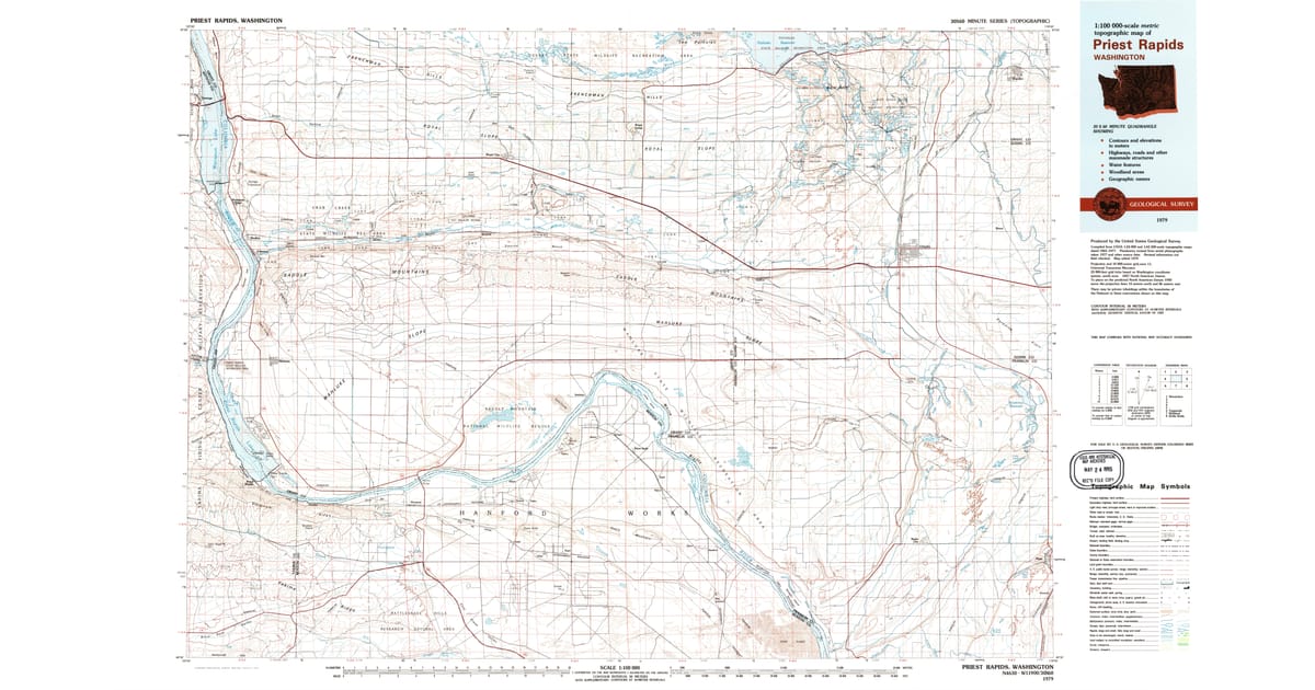 1979 Map of Priest Rapids, Grant County, WA — High-Res, 1979 Print #2 ...