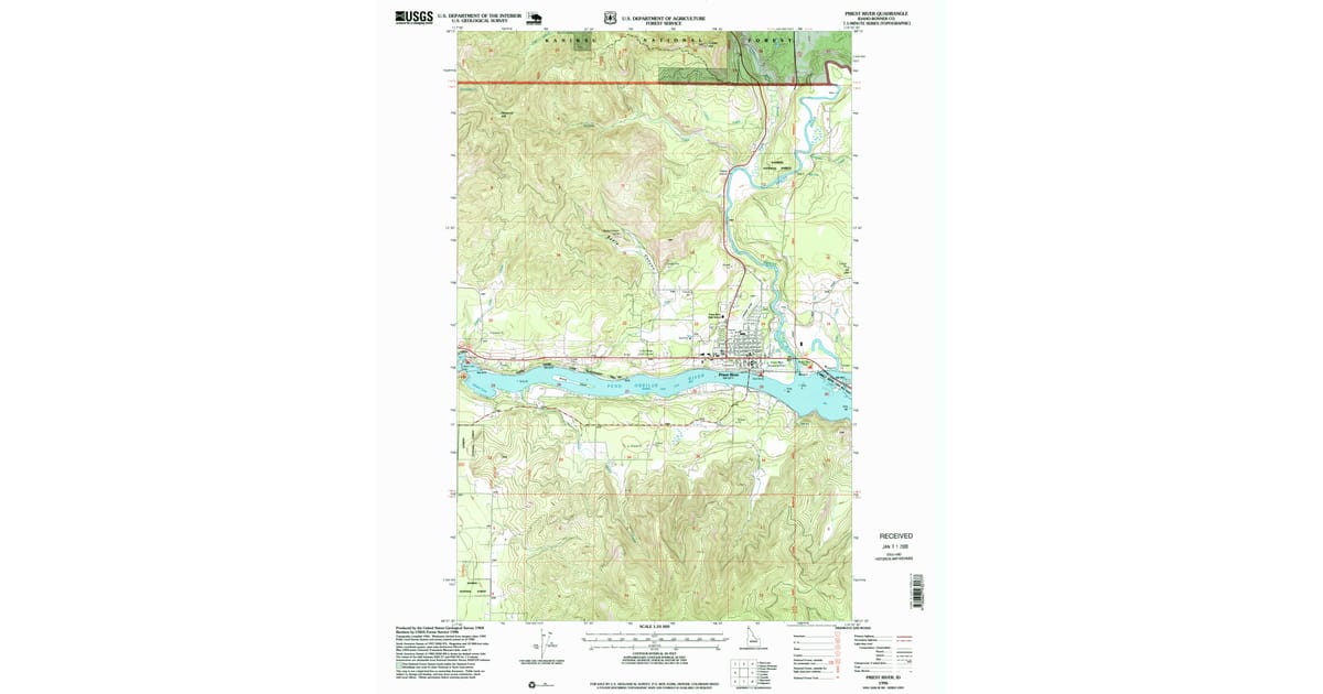 1996 Map of Priest River, ID — High-Res | Pastmaps