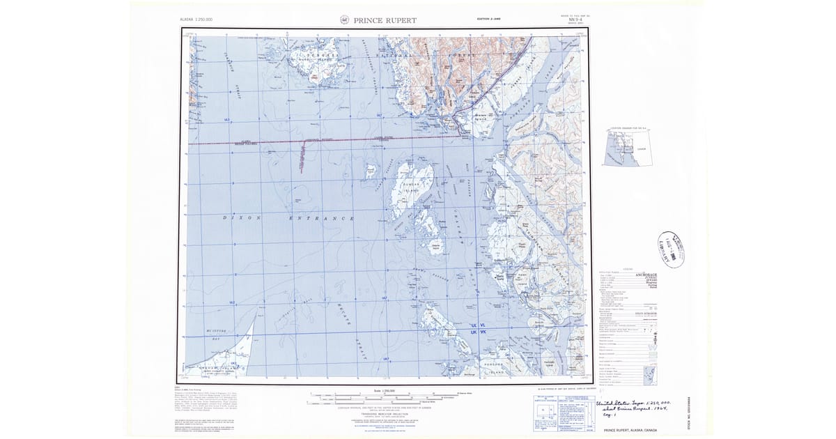 1964 Map of Prince Rupert, Prince of Wales-Hyder Borough, AK — High-Res ...
