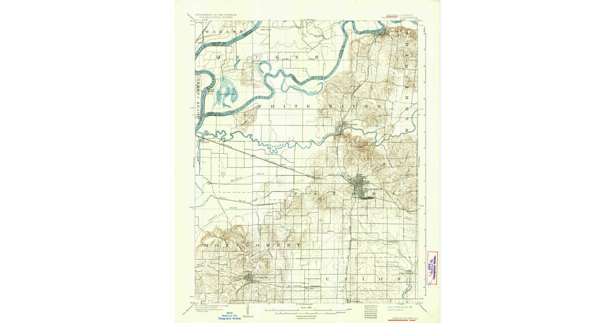 1903 Map of Princeton, IN — High-Res, 1932 Print | Pastmaps