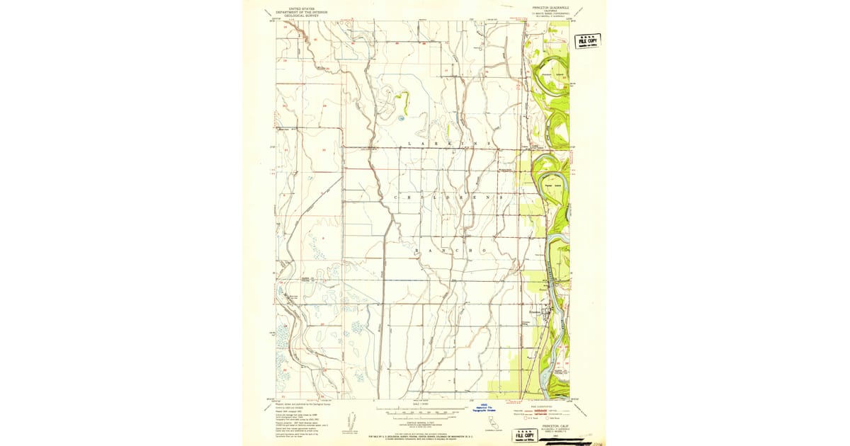 1952 Map of Princeton, CA — High-Res, 1953 Print #2 | Pastmaps