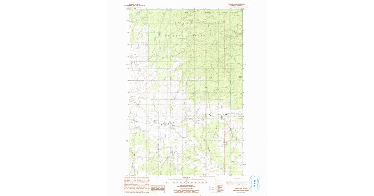 1990 Map of Princeton, ID — High-Res | Pastmaps