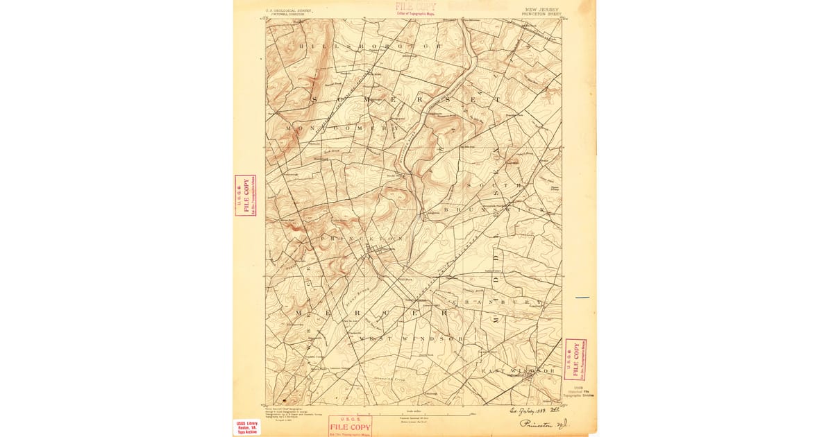 Old Historical Maps of Riverside Area, Princeton | Pastmaps