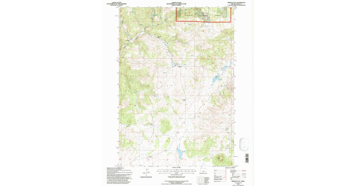 1992 Map of Pringle Flat, Crook County, OR — High-Res | Pastmaps
