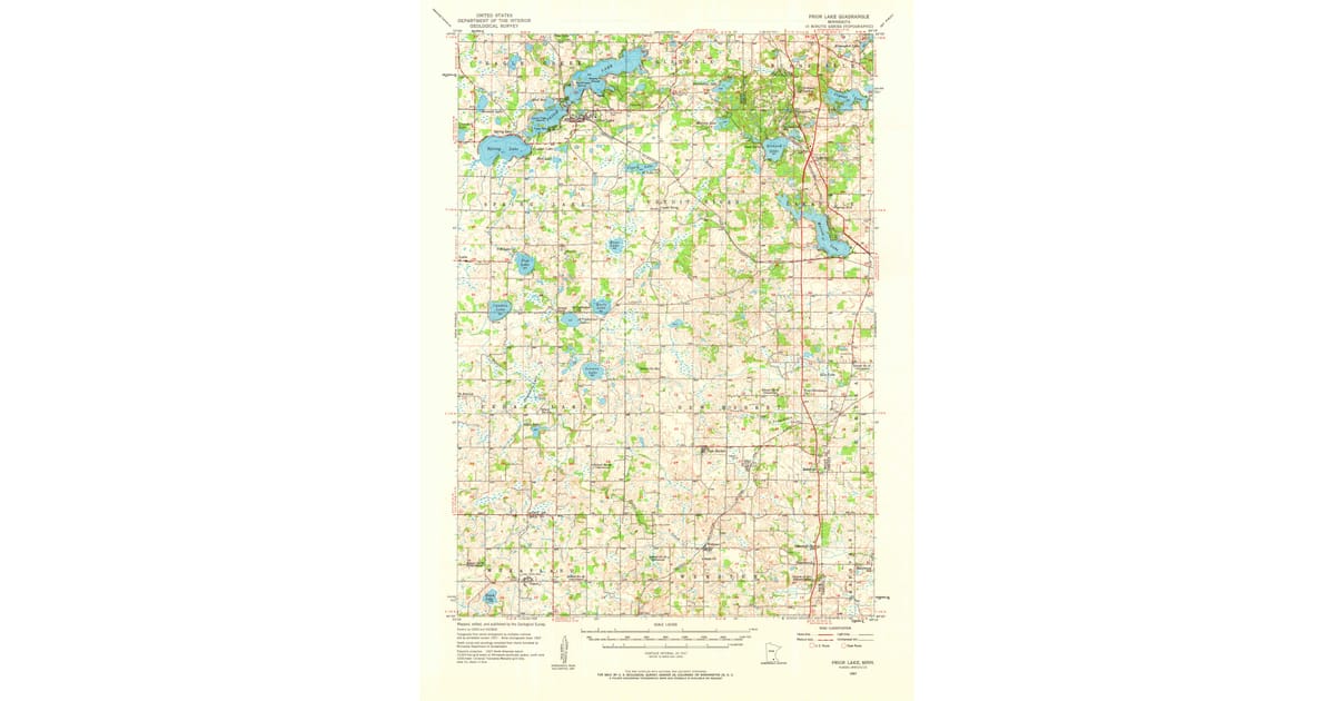 1957 Map of Prior Lake, MN — High-Res, 1964 Print | Pastmaps