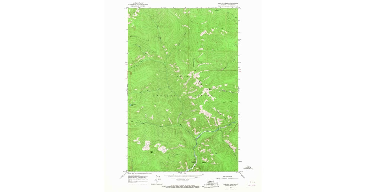 1964 Map of Priscilla Peak, Sanders County, MT — High-Res | Pastmaps