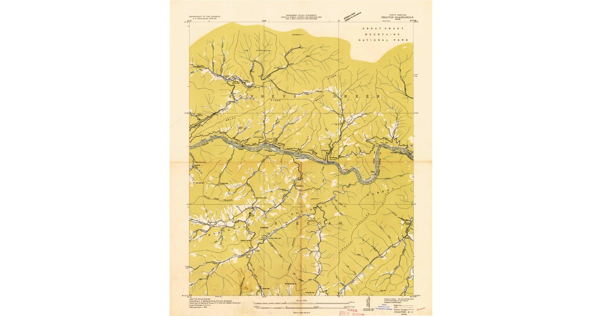1936 Map of Proctor, Swain County, NC — High-Res | Pastmaps