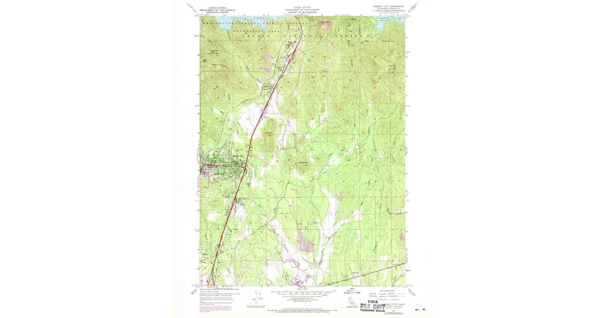 1957 Map of Project City, Shasta County, CA — High-Res, 1970 Print ...