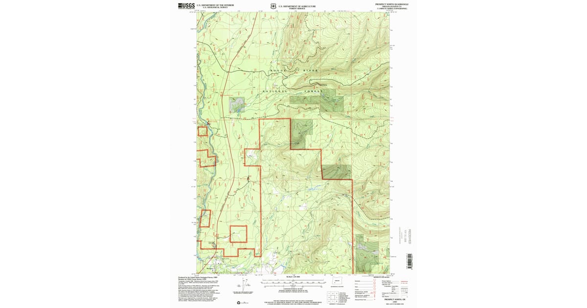 1997 Map of Prospect North, Jackson County, OR — High-Res | Pastmaps