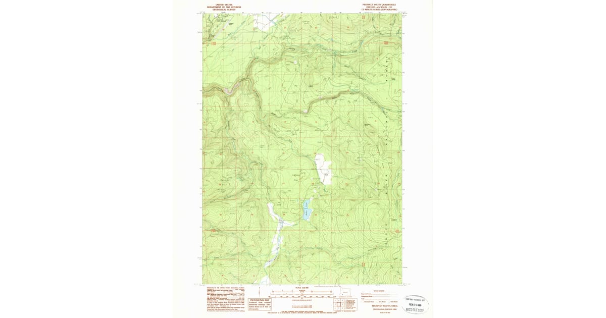 1988 Map of Prospect South, Jackson County, OR — High-Res | Pastmaps