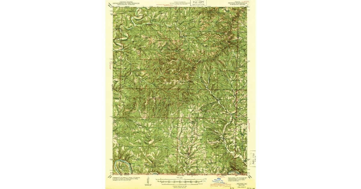 1943 Map of Protem, Taney County, MO — High-Res | Pastmaps