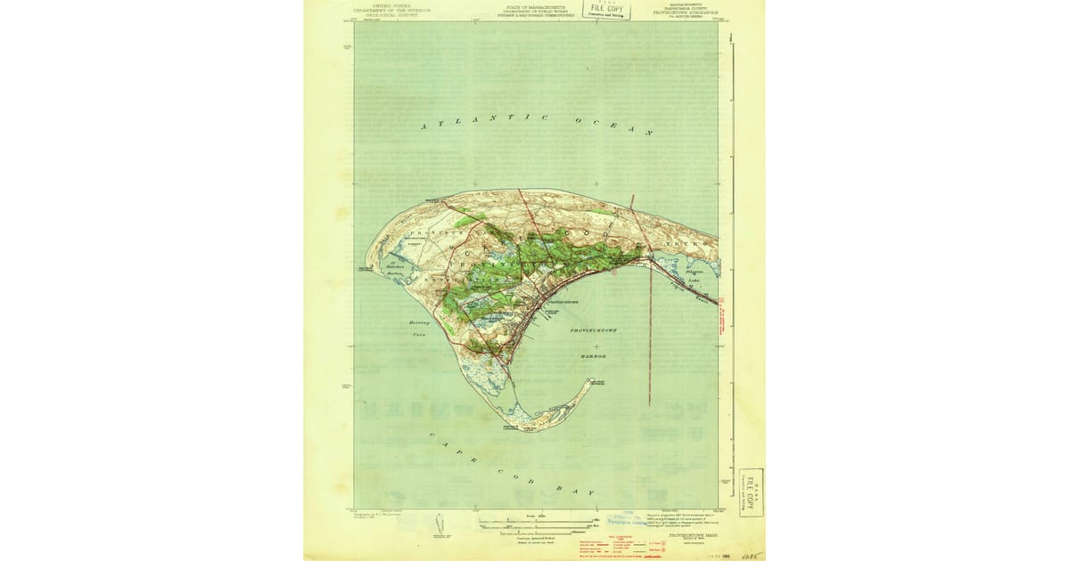 1944 Map of Provincetown, Barnstable County, MA — High-Res, 1944 Print ...