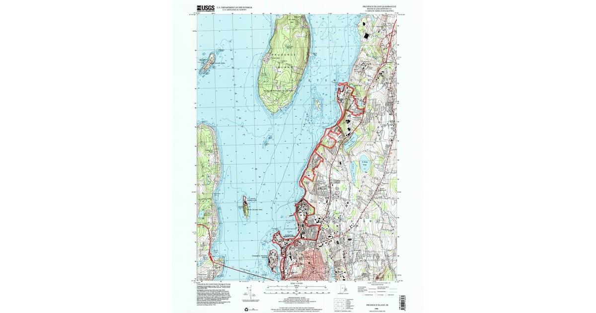 1996 Map of Prudence Island, Newport County, RI — High-Res | Pastmaps