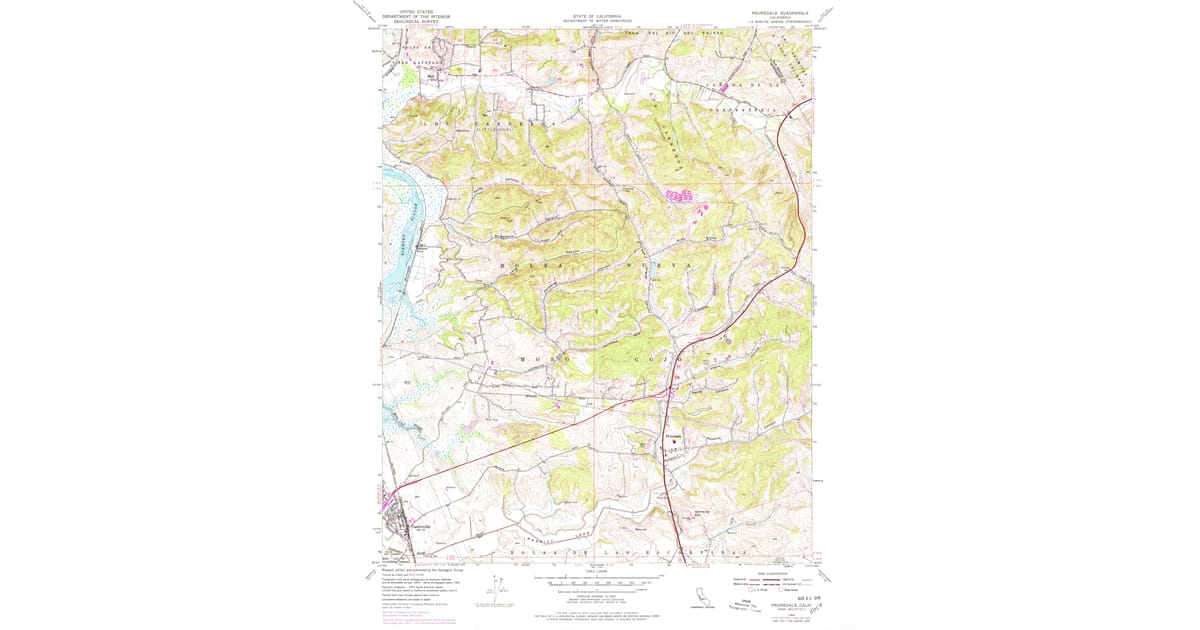 1954 Map of Prunedale, CA — High-Res, 1978 Print | Pastmaps