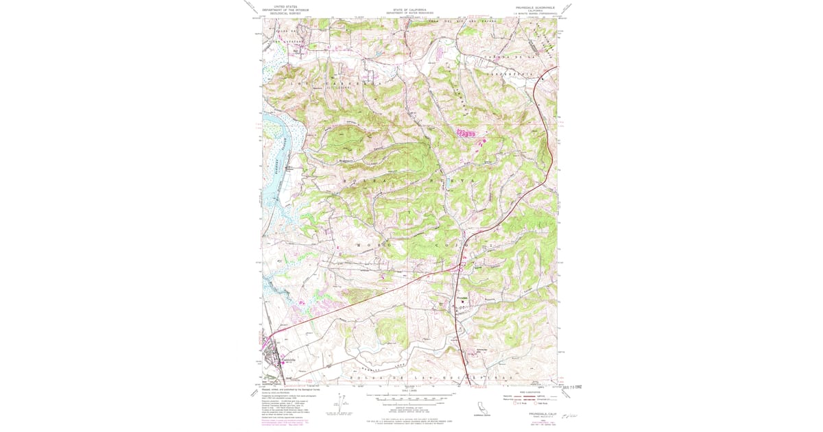 1954 Map of Prunedale, CA — High-Res, 1982 Print | Pastmaps