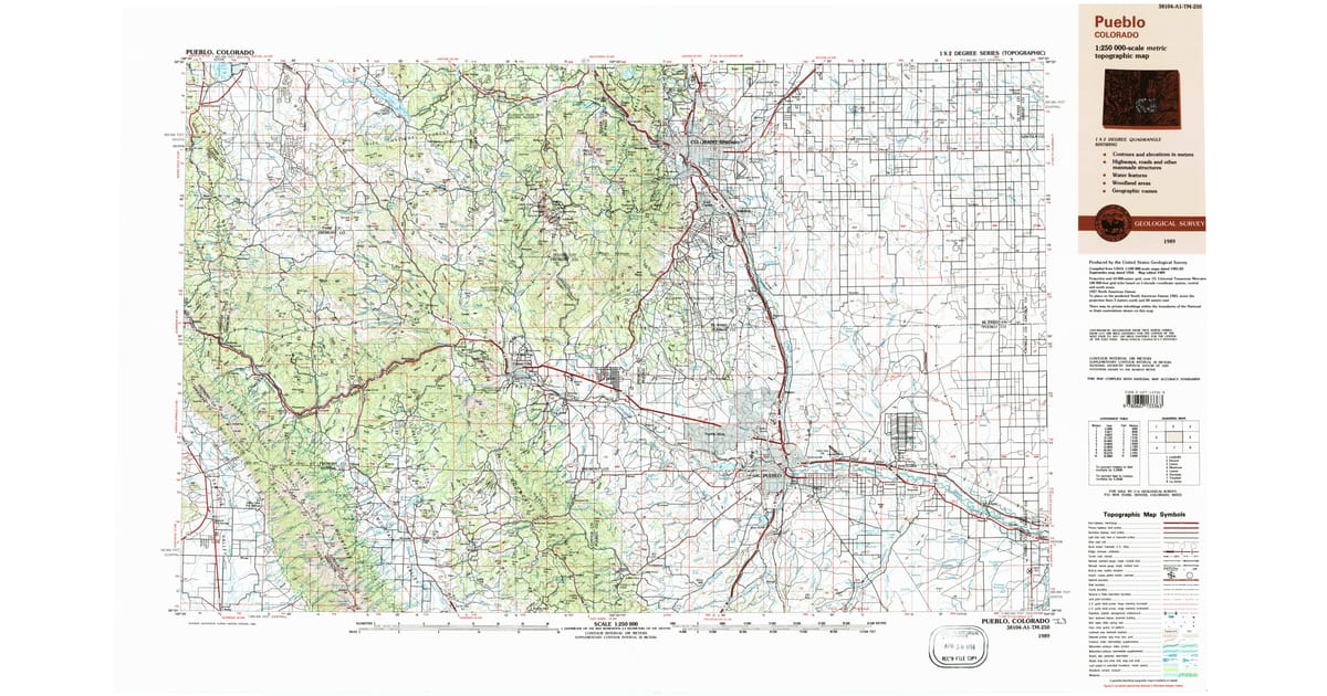 1989 Map of Pueblo, CO — High-Res | Pastmaps