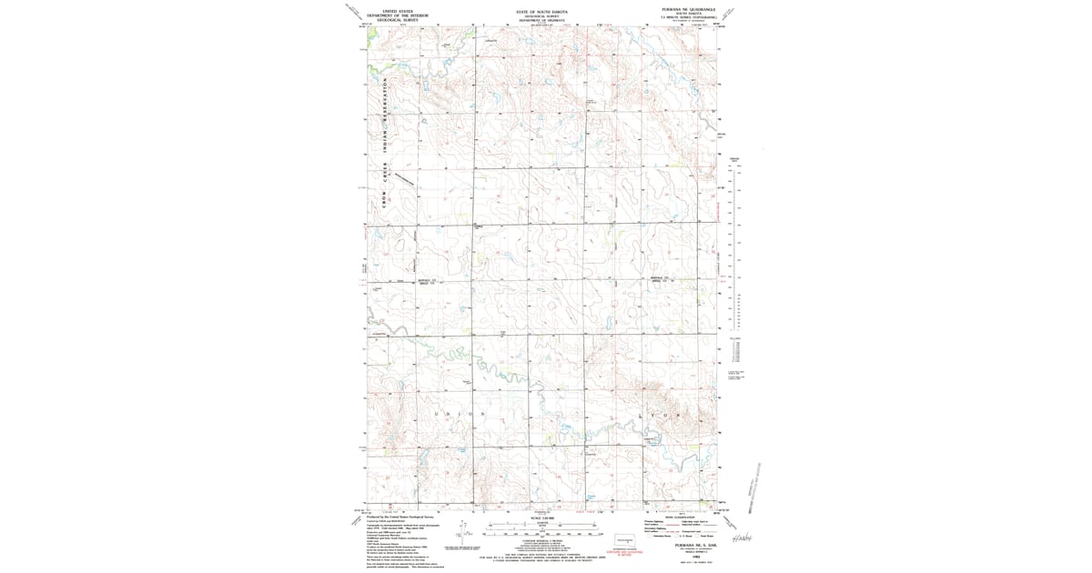 1983 Map of Pukwana NE, Buffalo County, SD — High-Res | Pastmaps