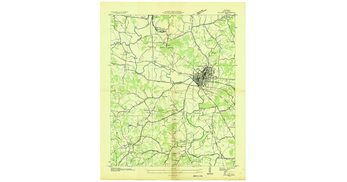 1936 Map of Pulaski, TN — High-Res | Pastmaps
