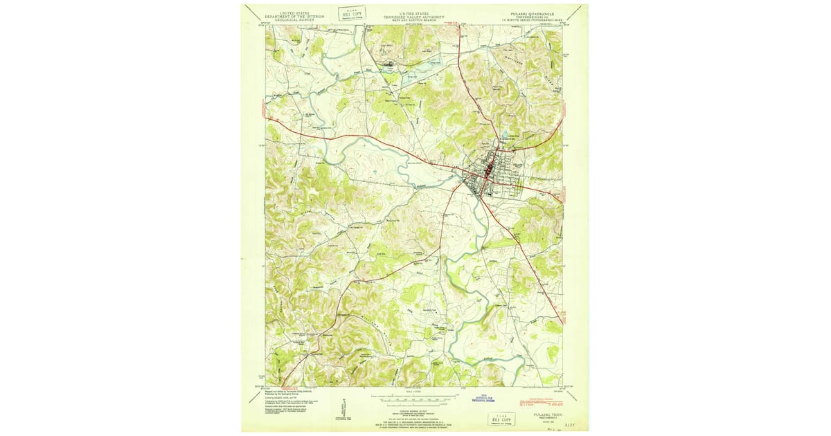 1951 Map of Pulaski, TN — High-Res | Pastmaps