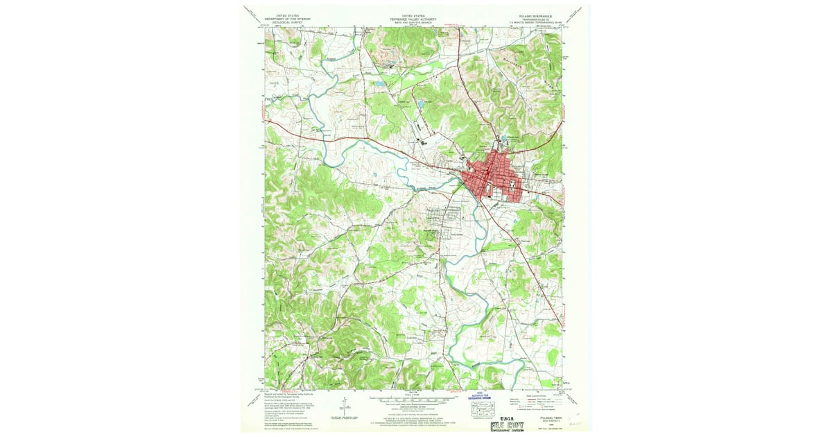 1966 Map of Pulaski, TN — High-Res | Pastmaps