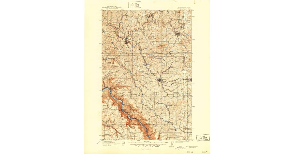 1910 Map of Pullman, WA — High-Res, 1947 Print | Pastmaps