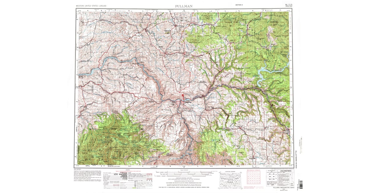 1955 Map of Pullman, WA — High-Res, 1976 Print #2 | Pastmaps
